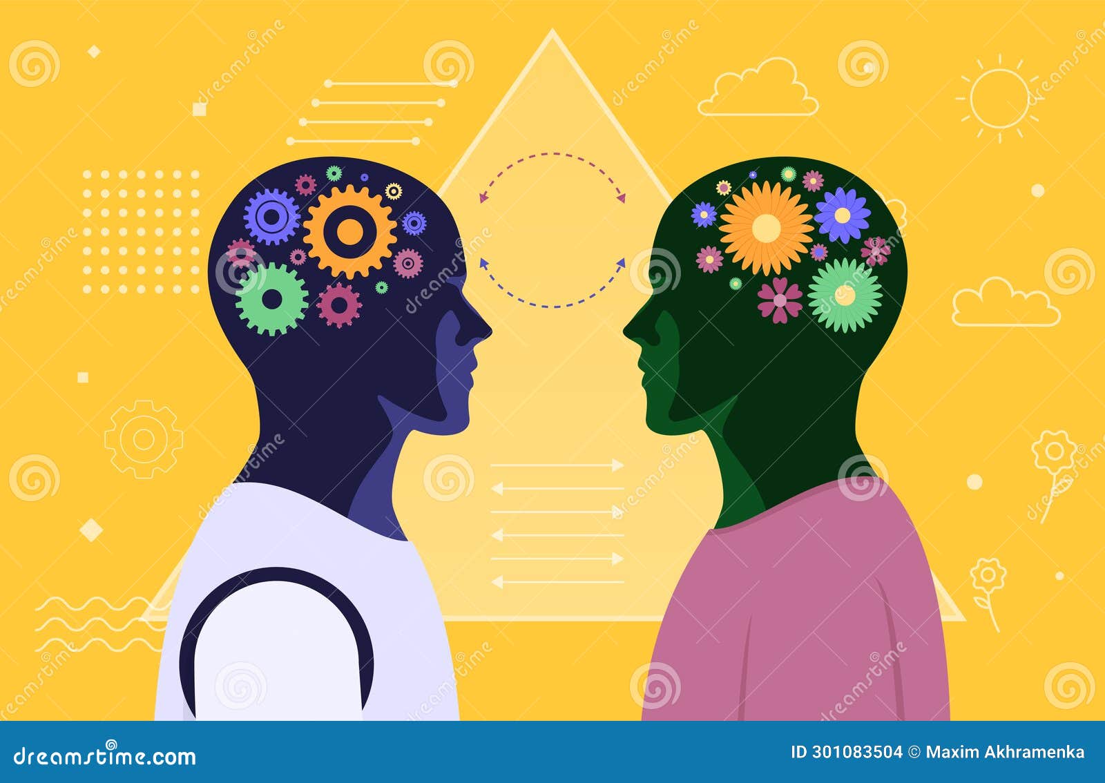 Artificial Intelligence VS Human. the Human and AI Heads are Opposite ...