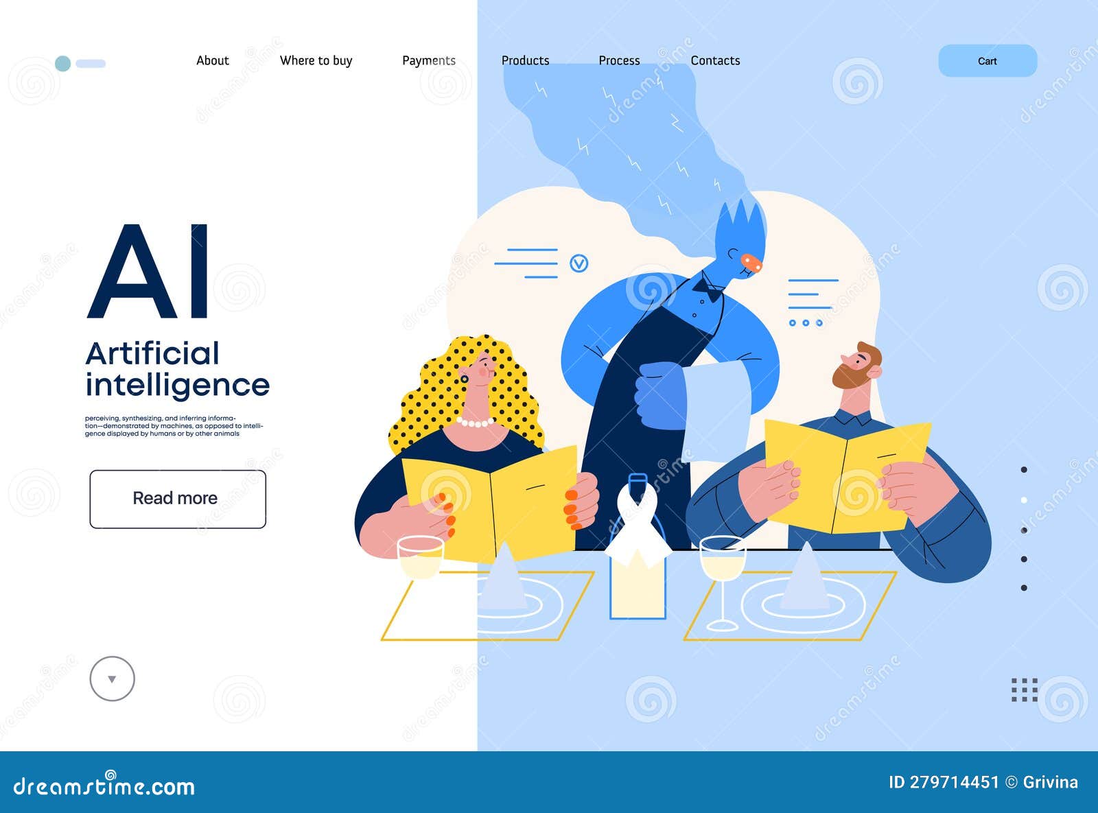 Artificial Intelligence Flat Vector Illustration - Waiter Stock Vector ...