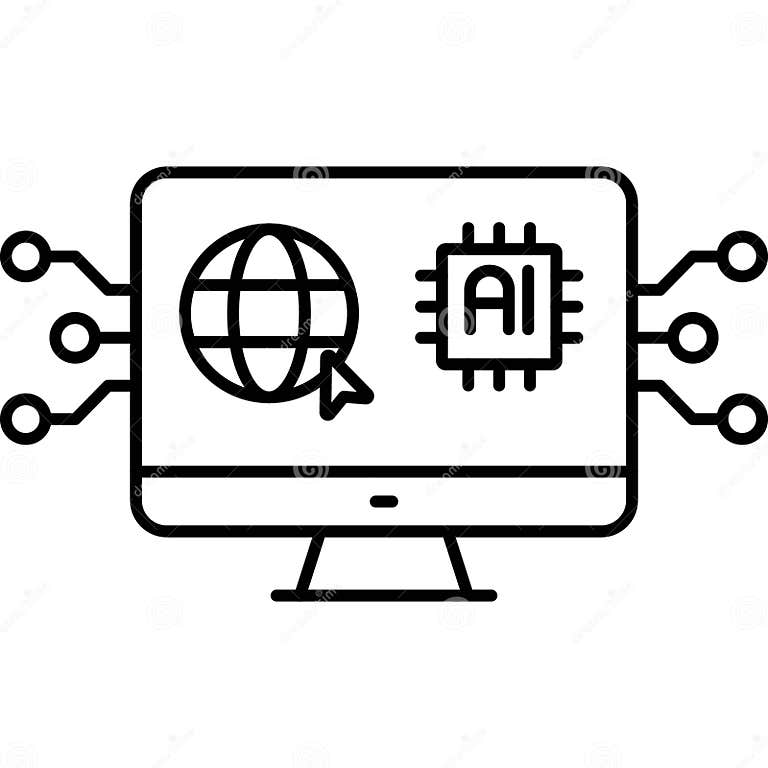 Artificial Intelligence Website Vector Icon in Line Style Stock ...