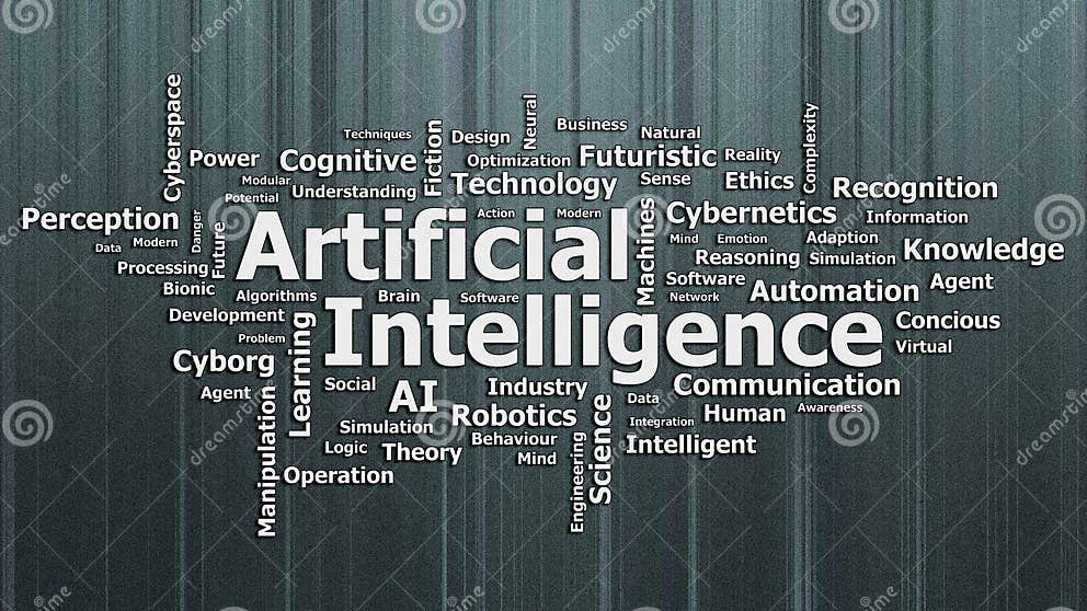 Artificial Intelligence Wordcloud with Textured Background Stock ...
