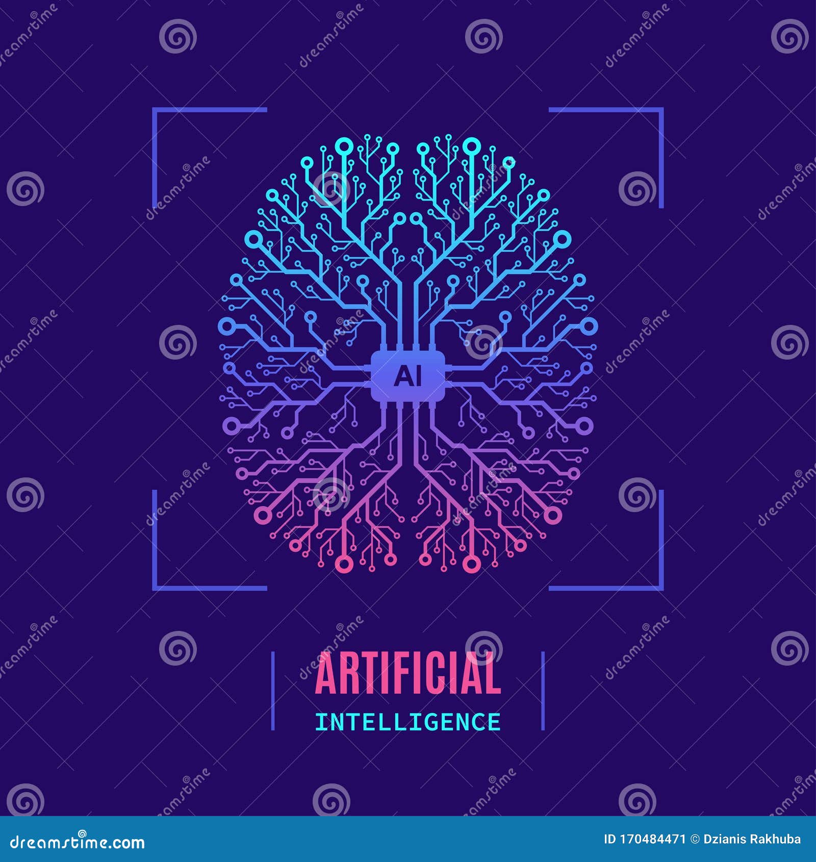Artificial Intelligent Concept Banner, Flat Style Design Stock Vector ...