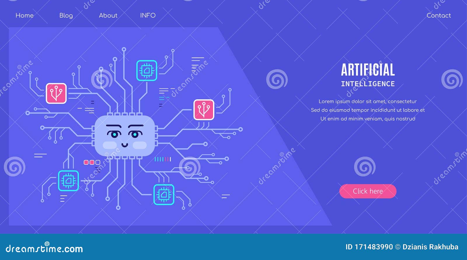 Artificial Intelligent Concept Banner, Flat Style Design Stock Vector ...