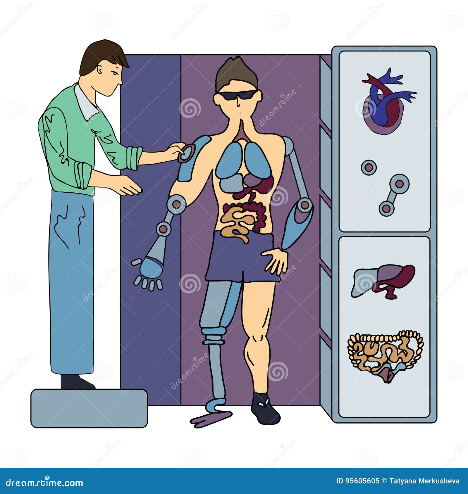 Artificial Internal Organs. Surgery of Future. Surgeon and Cyborg ...