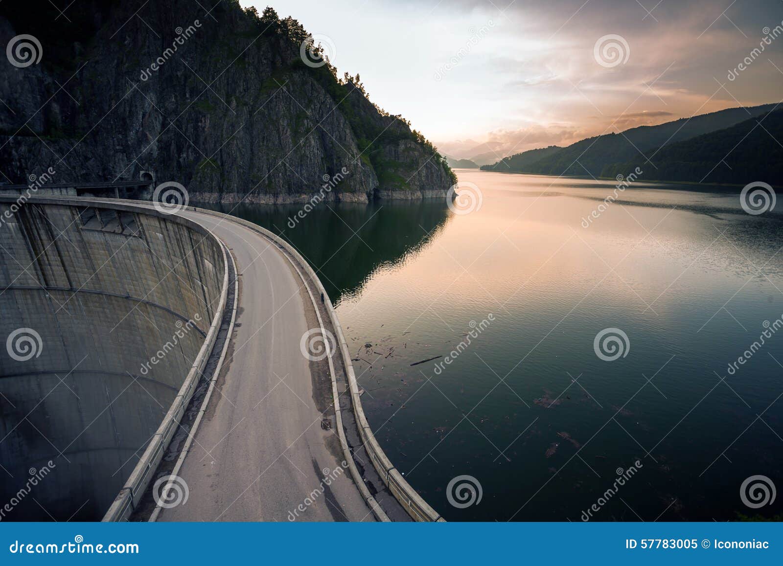 Artificial Lake Behind the Bicaz Dam at Sunset Stock Image - Image of ...