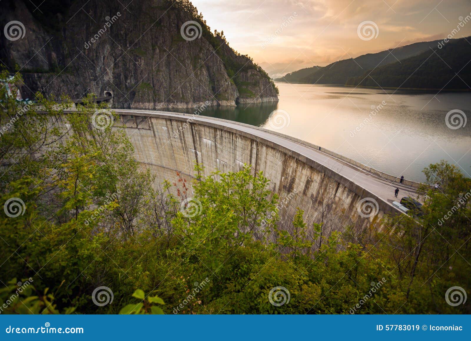 Artificial Lake Behind the Bicaz Dam at Sunset Stock Image - Image of ...