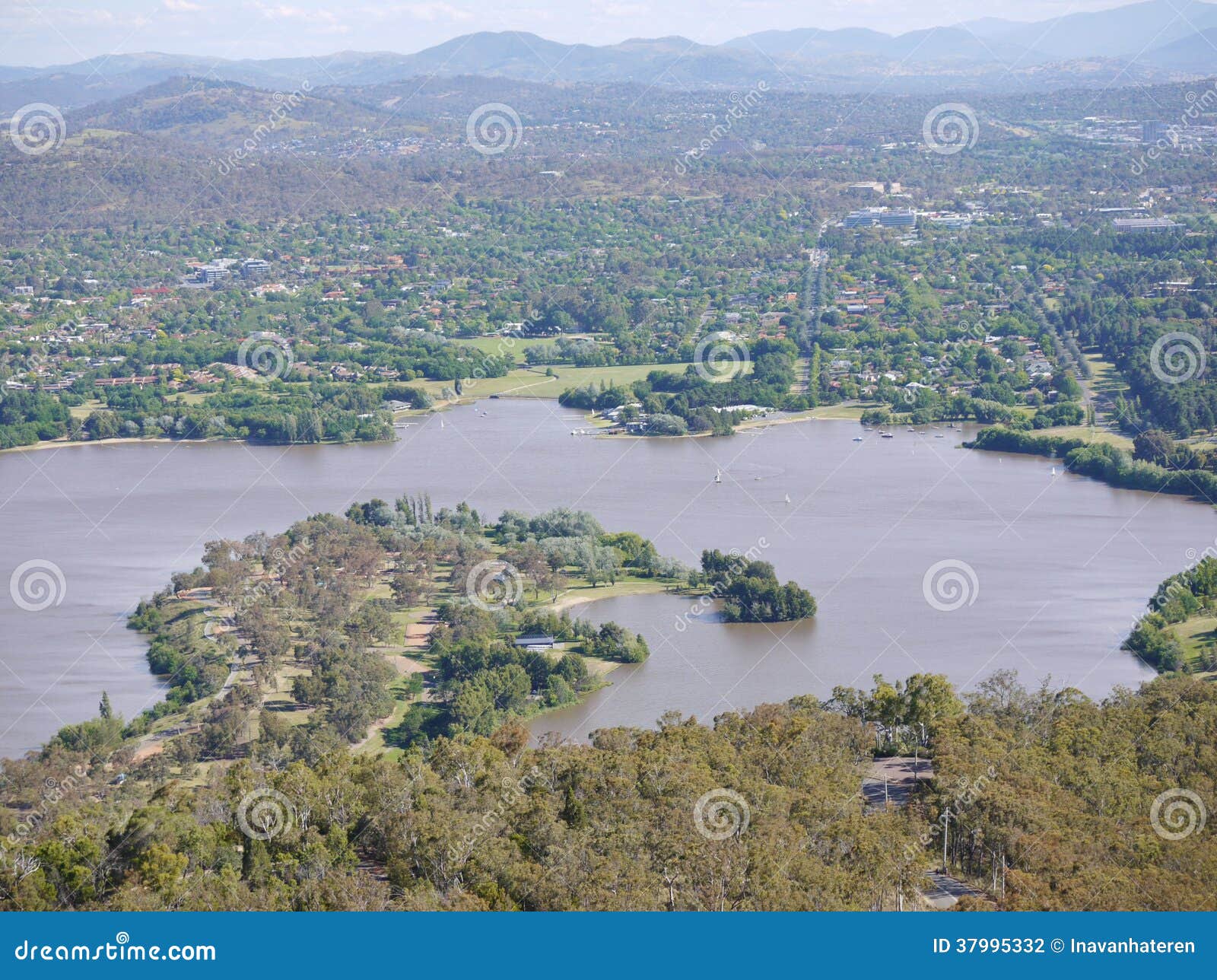 The Artificial Lake of Canbarra Stock Photo - Image of green, bridge ...