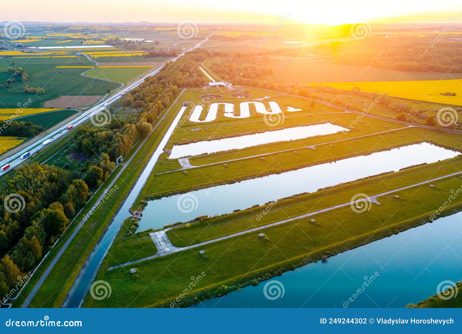 Artificial Lakes To Collect and Purify Water, Many Small Lakes Stock ...