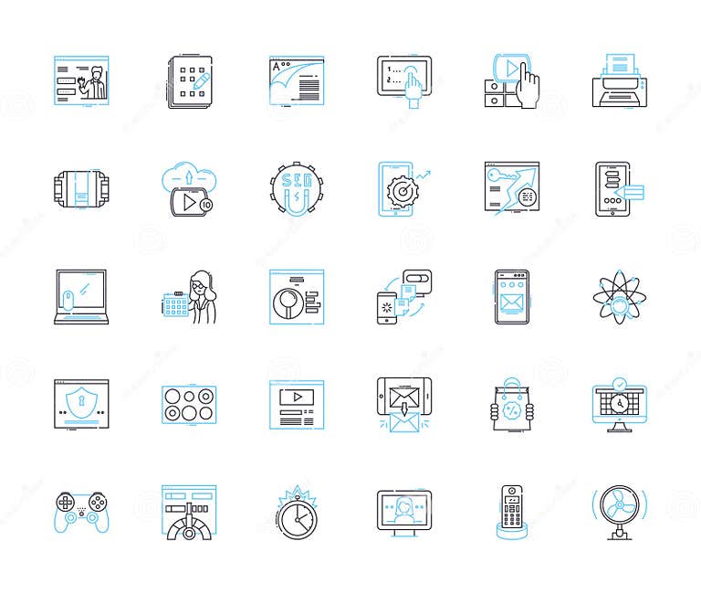 Artificial Learning Linear Icons Set. Neural, Machine, Intelligence ...