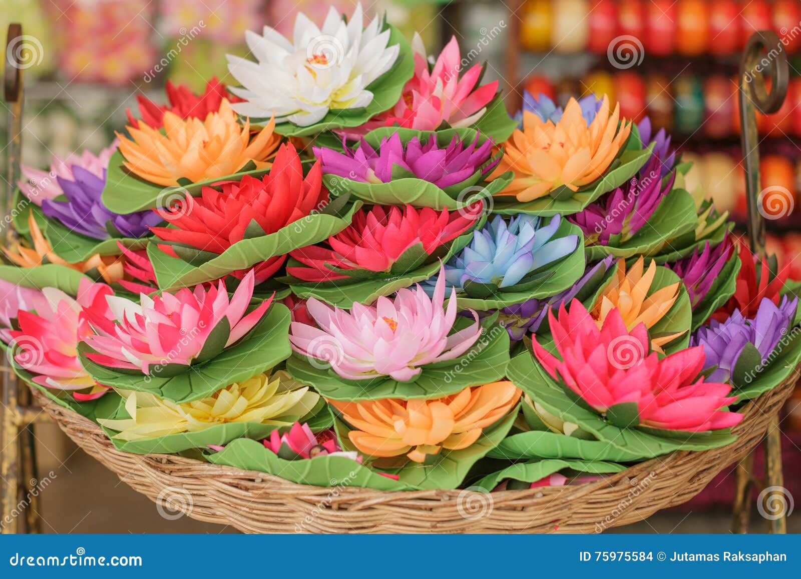 Artificial lotus stock photo. Image of flower, floral - 75975584
