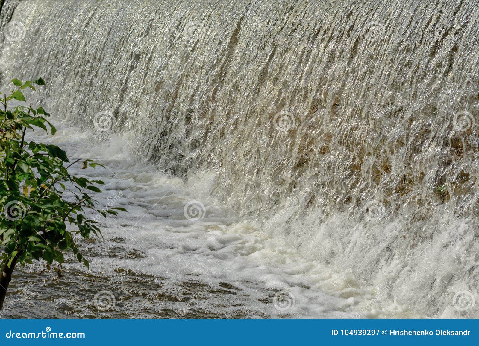 Artificial Low Waterfall Wall Stock Image - Image of river, fountain ...