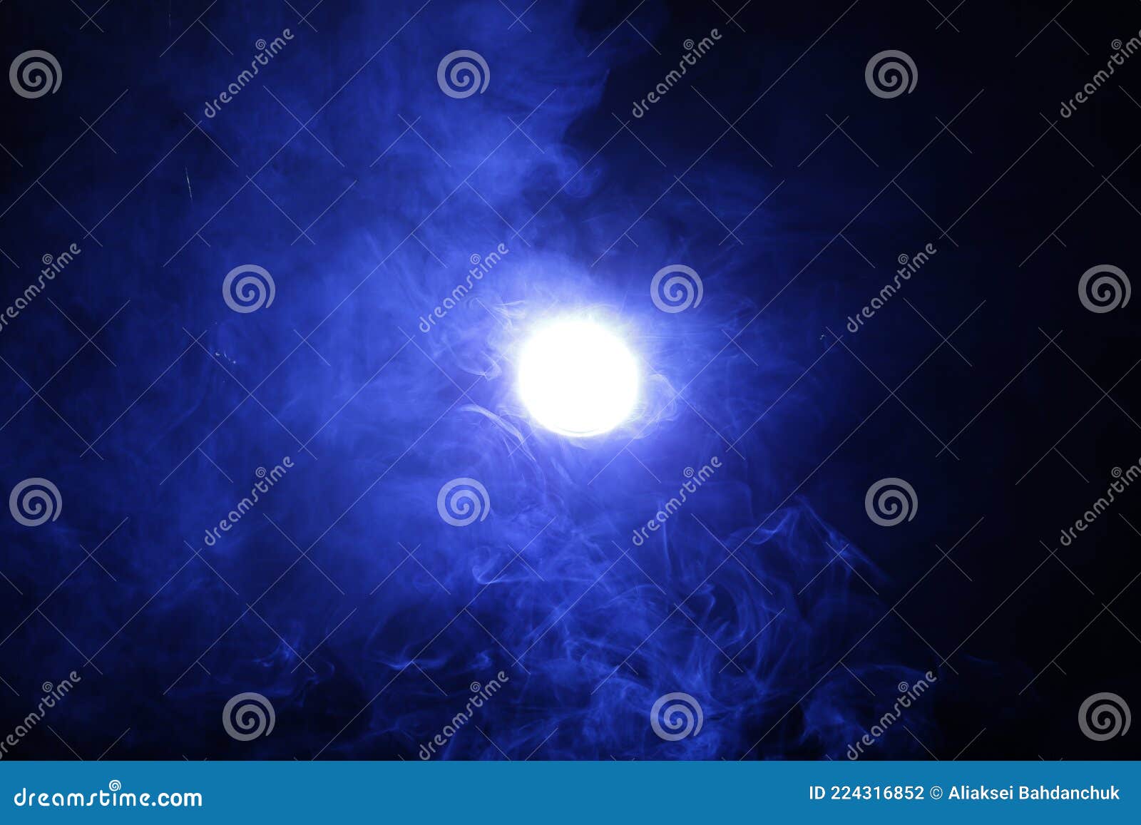 Artificial Magic Smoke in Blue Light on Black Background Stock Photo ...