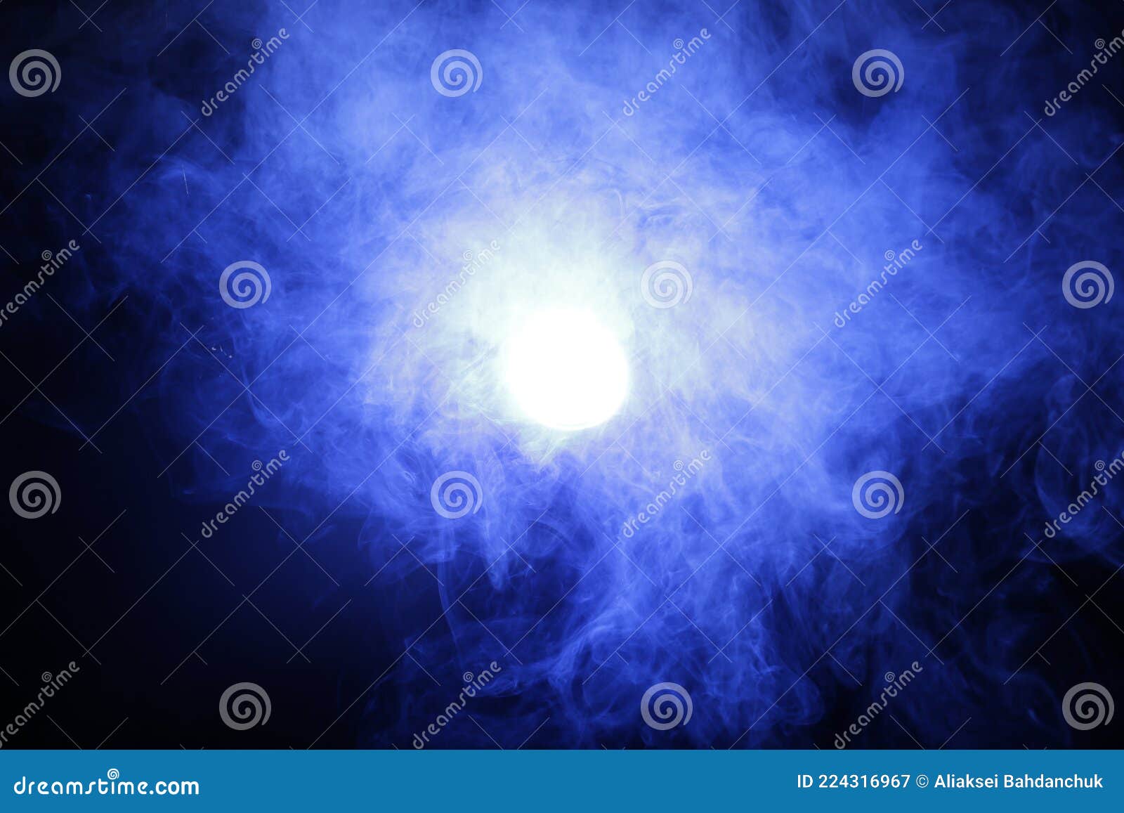 Artificial Magic Smoke in Blue Light on Black Background Stock Image ...
