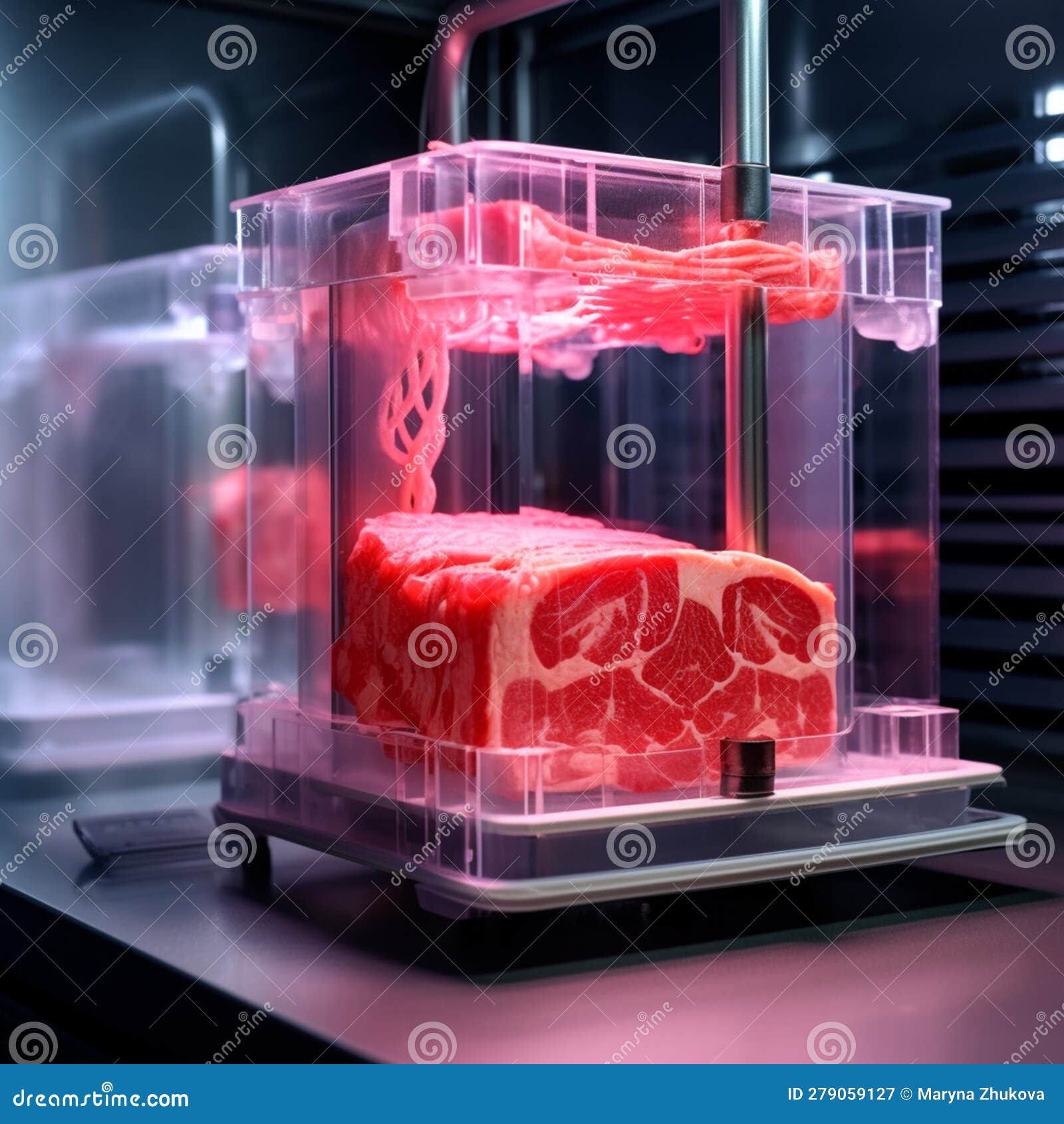 Artificial Meat is Printed in a 3D Printer. Stock Illustration ...