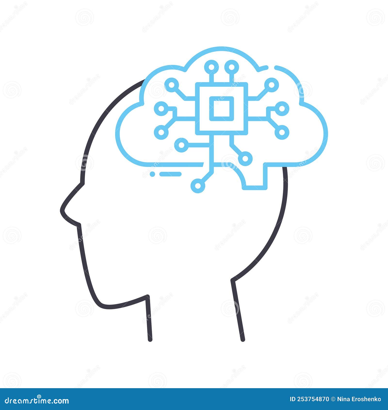 Artificial Mind Line Icon, Outline Symbol, Vector Illustration, Concept ...