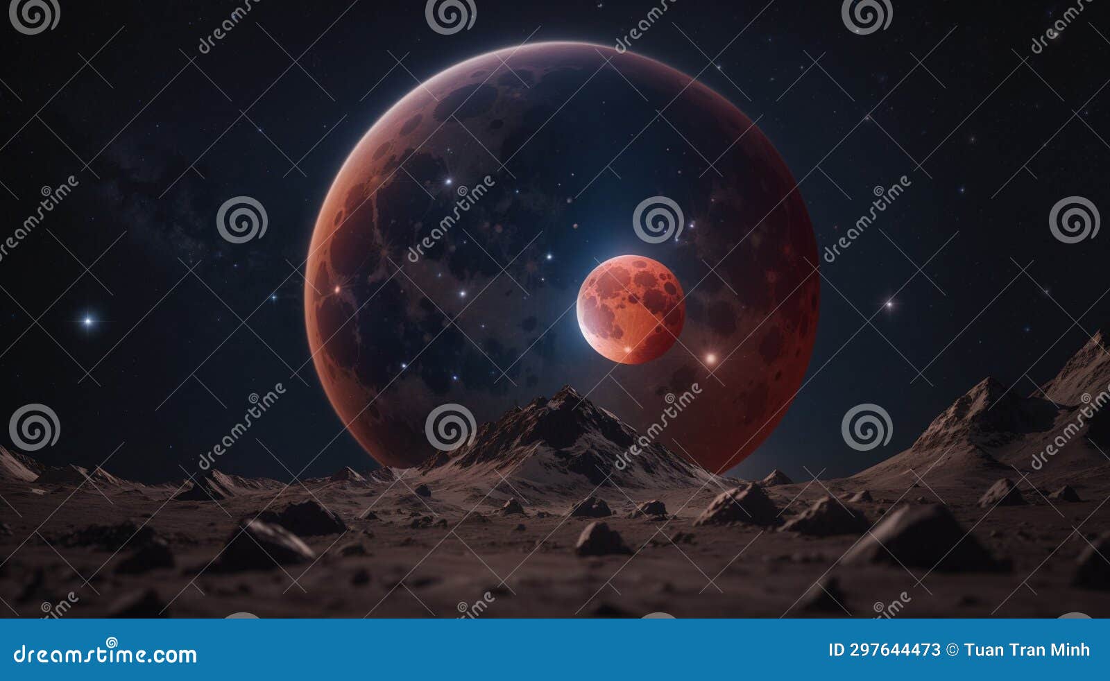 Artificial Mockup of a Lunar Eclipse Against a Starry Stock ...