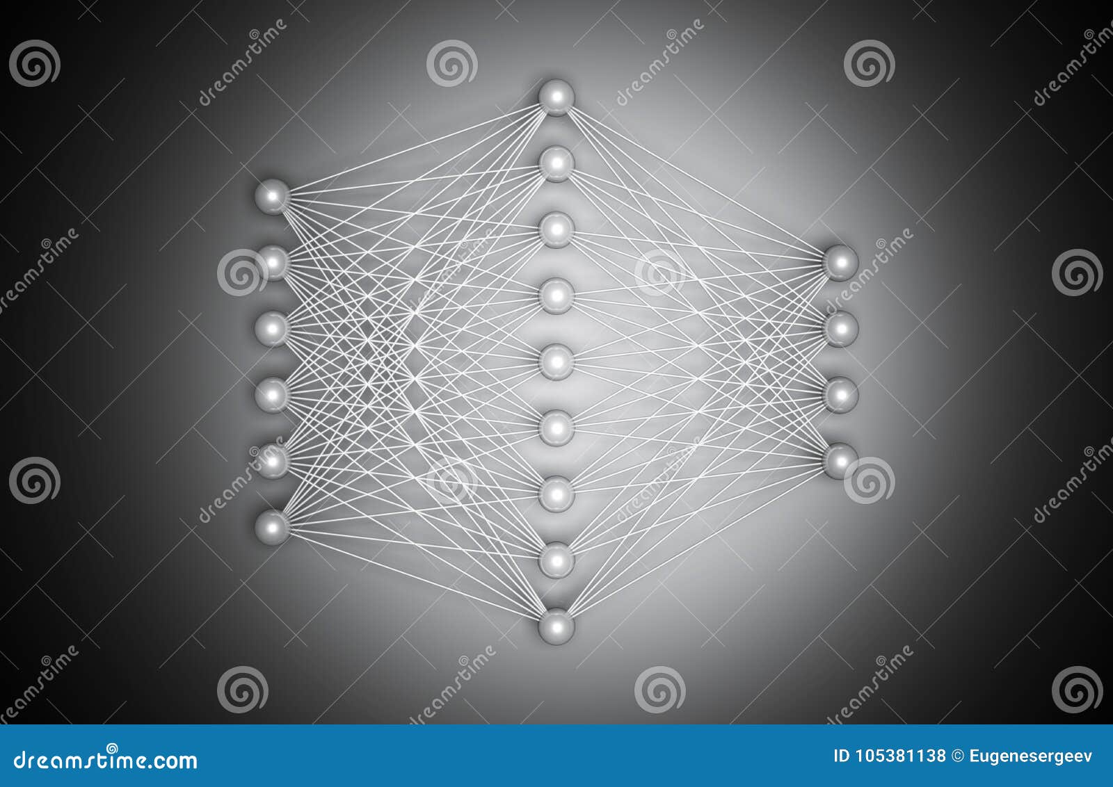 Artificial Neural Network Structure, Front View Stock Illustration ...