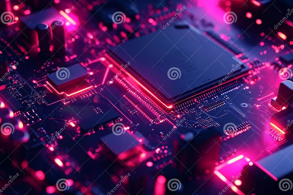 Artificial Neurons, Data Connections, Quantum Computing, Abstract Background of a Computer with ...