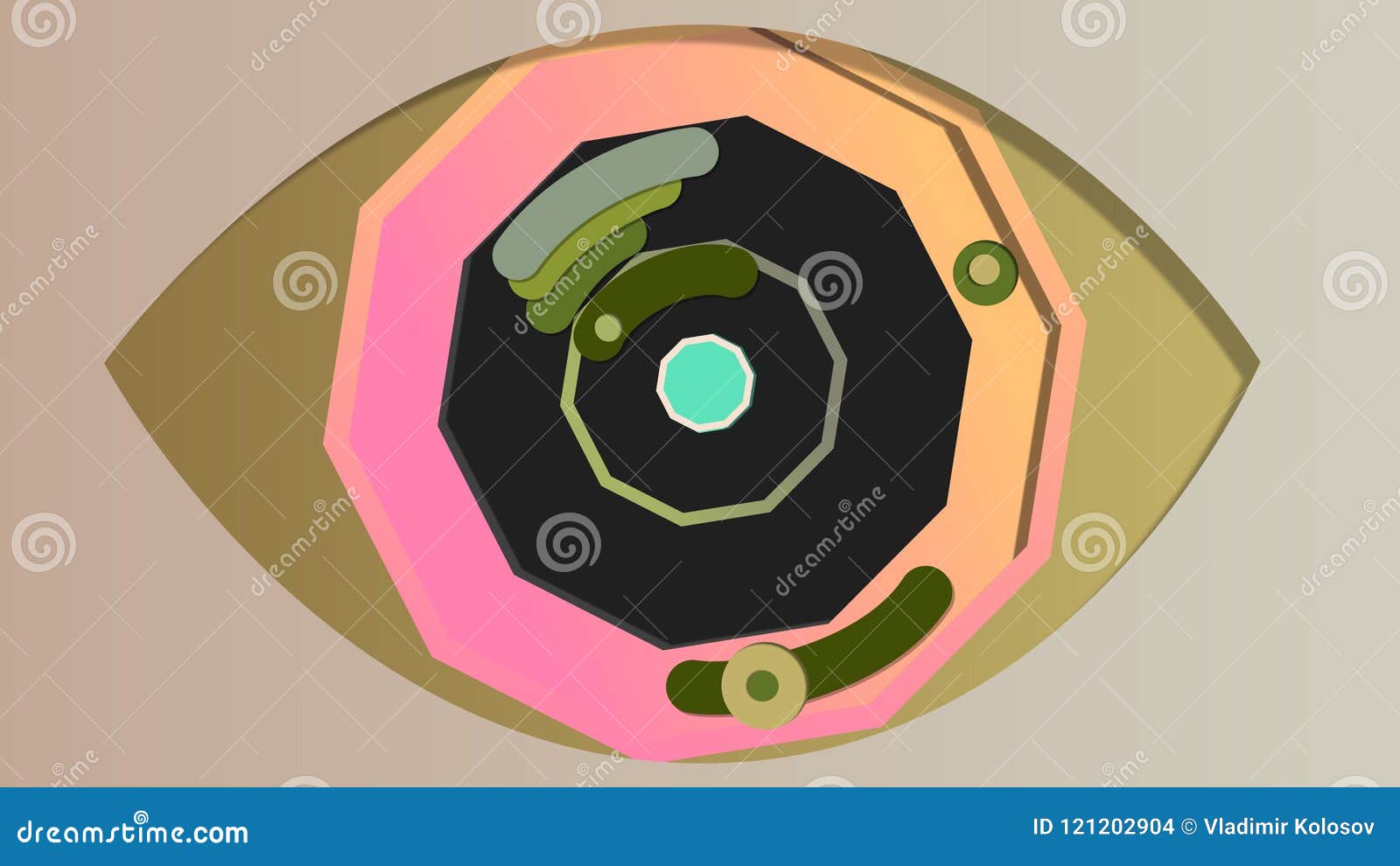 Artificial Octagonal Eye In The Celeste Background Royalty-Free Stock ...