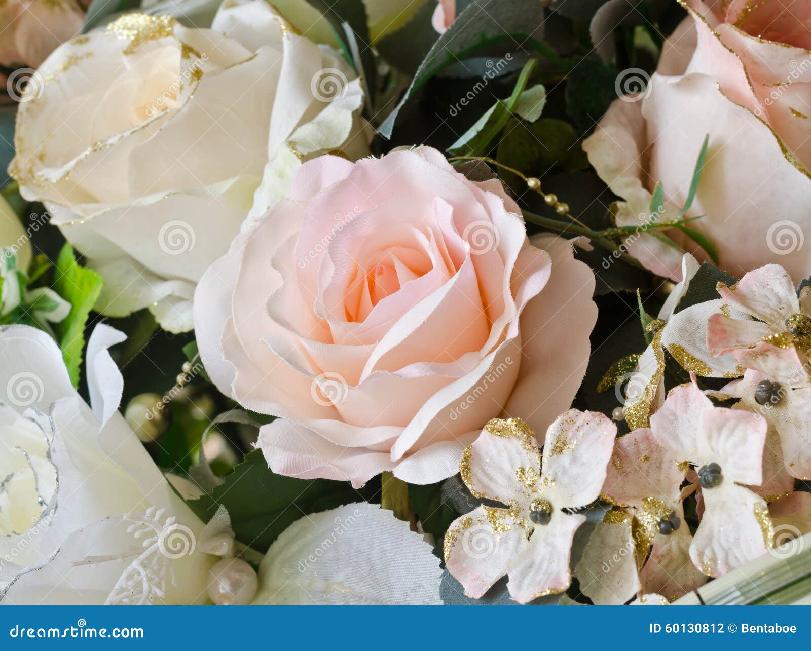 Artificial Orange and White Rose Flowers Bouquet Stock Photo - Image of ...