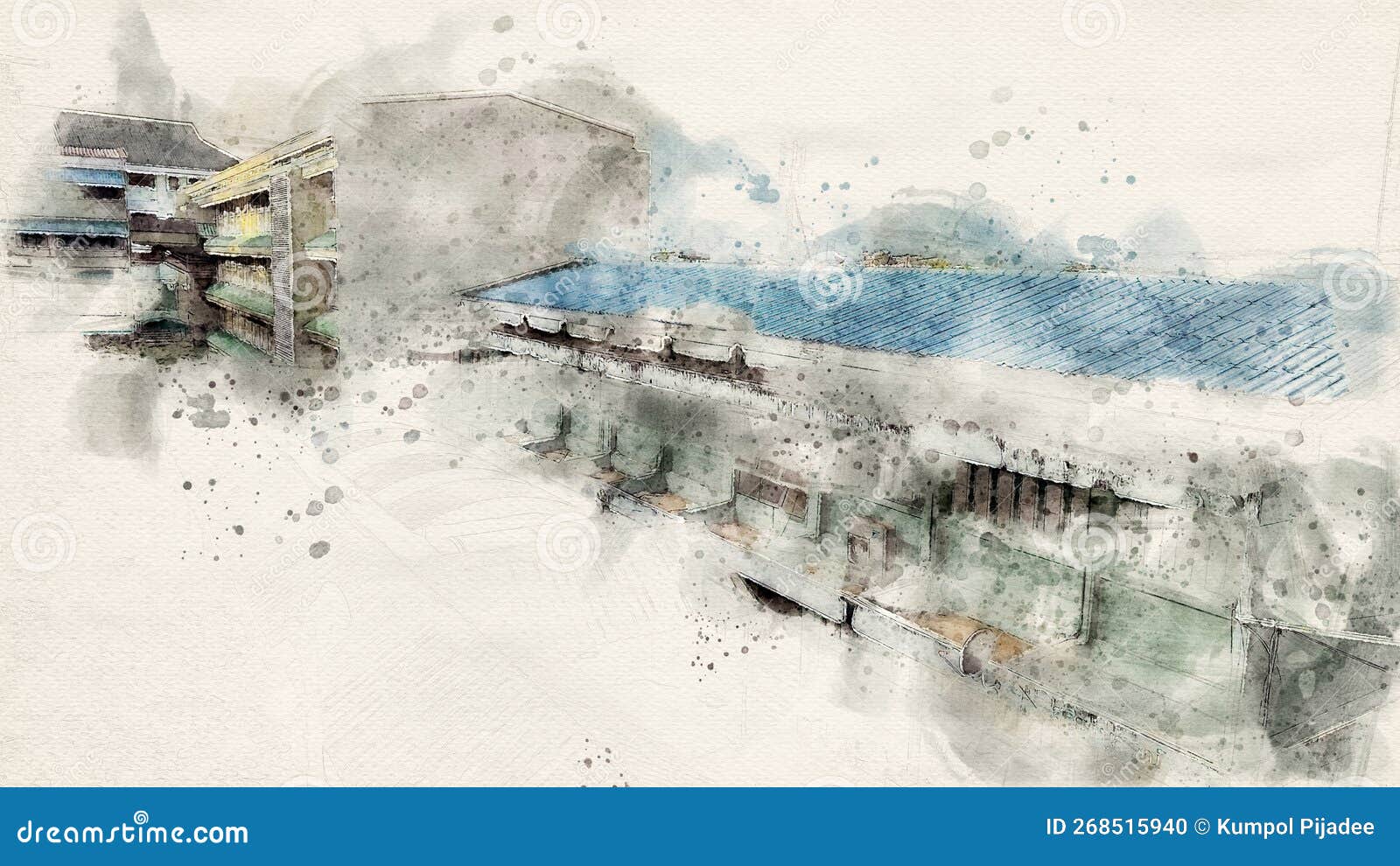 Artificial Painting of Building that Being Constructed Stock ...