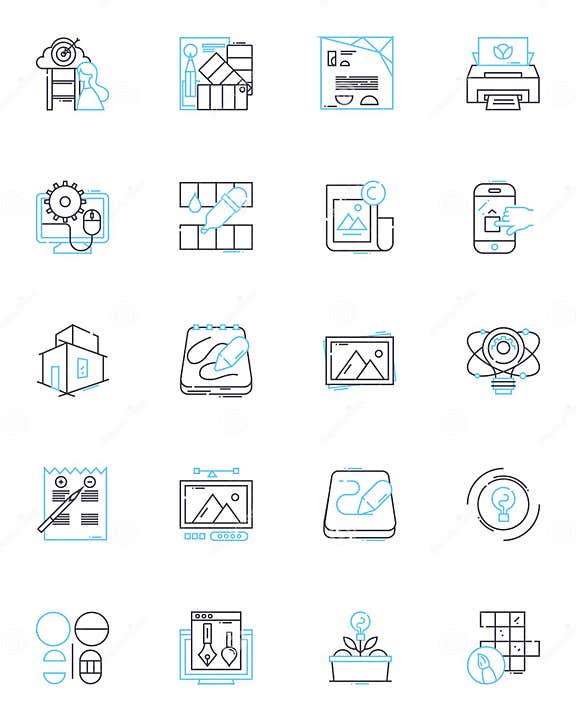 Artificial Processing Linear Icons Set. Algorithm, Automation ...