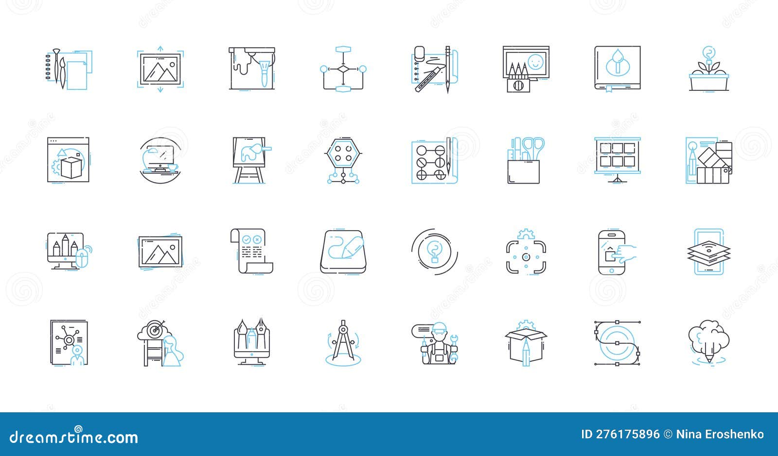 Artificial Processing Linear Icons Set Algorithm Automation Cognition Computation