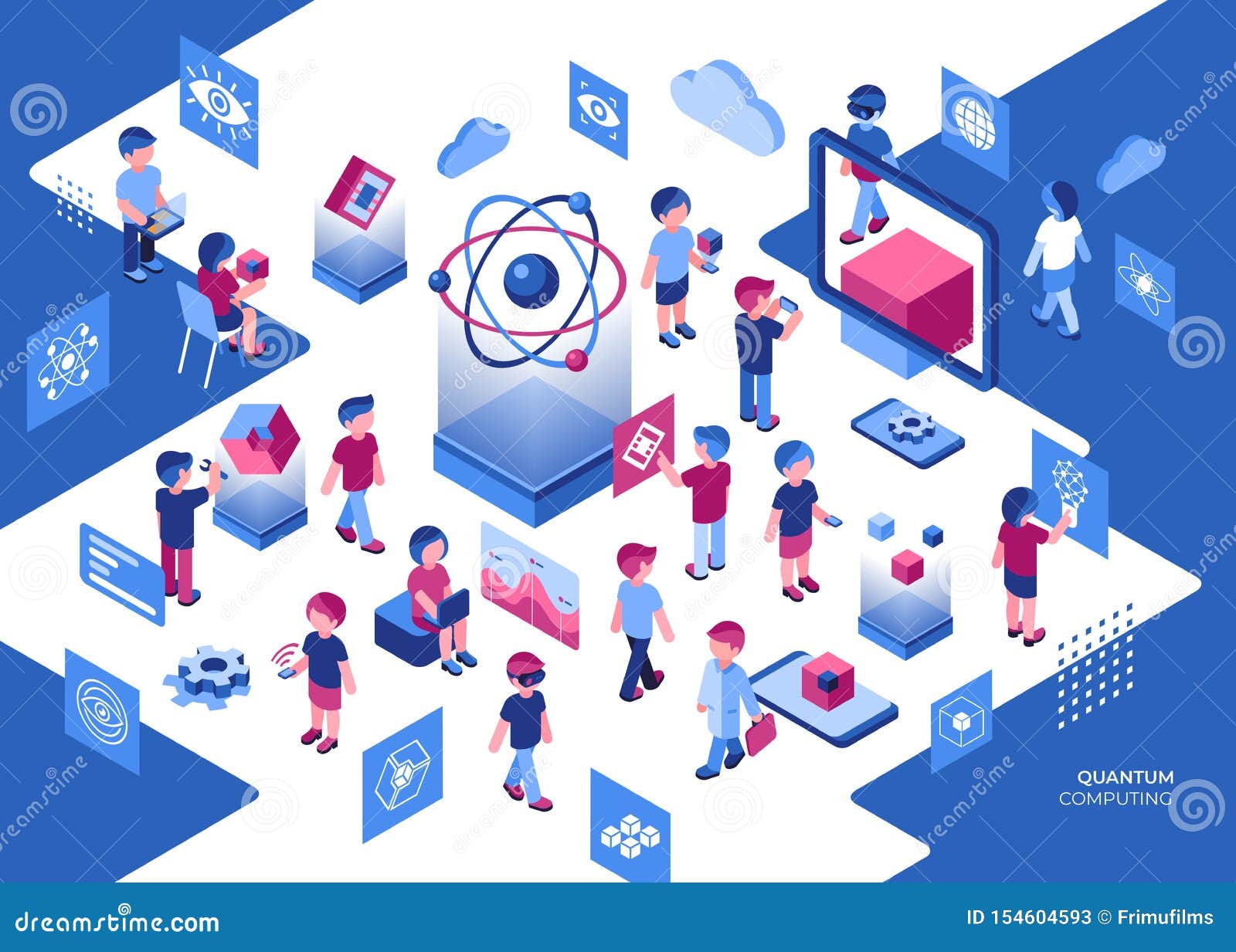 Artificial Quantum Computing and Qubits Stock Illustration ...