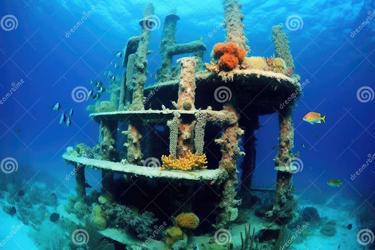 Artificial Reef Structures with Growing Coral Stock Illustration ...