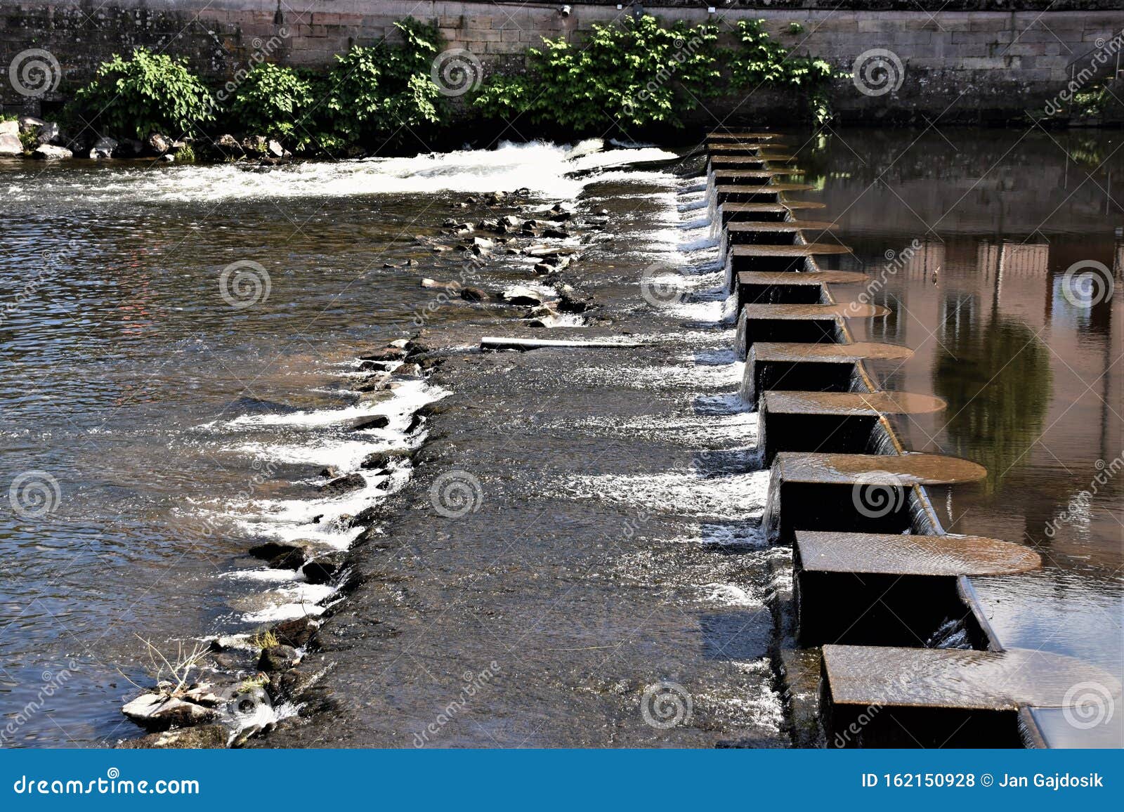 Artificial river cascade stock photo. Image of boarded - 162150928