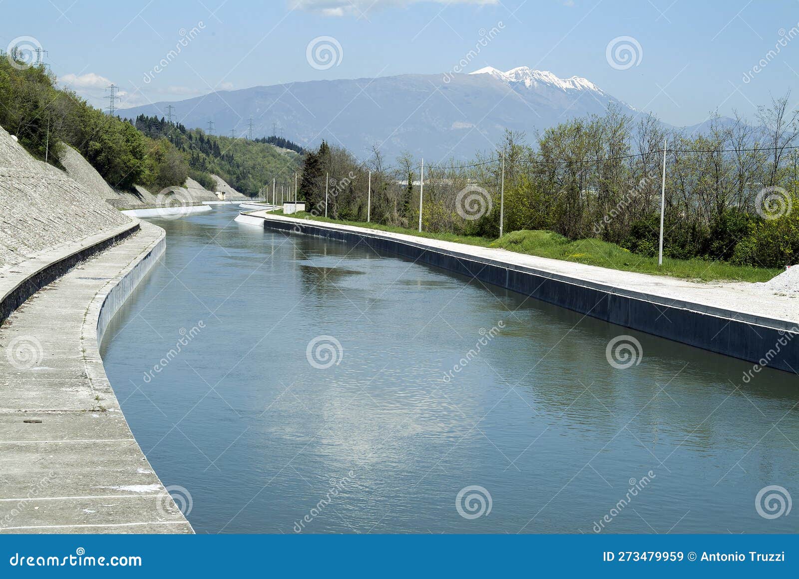 Artificial River Channel in Concrete Stock Image - Image of summer ...