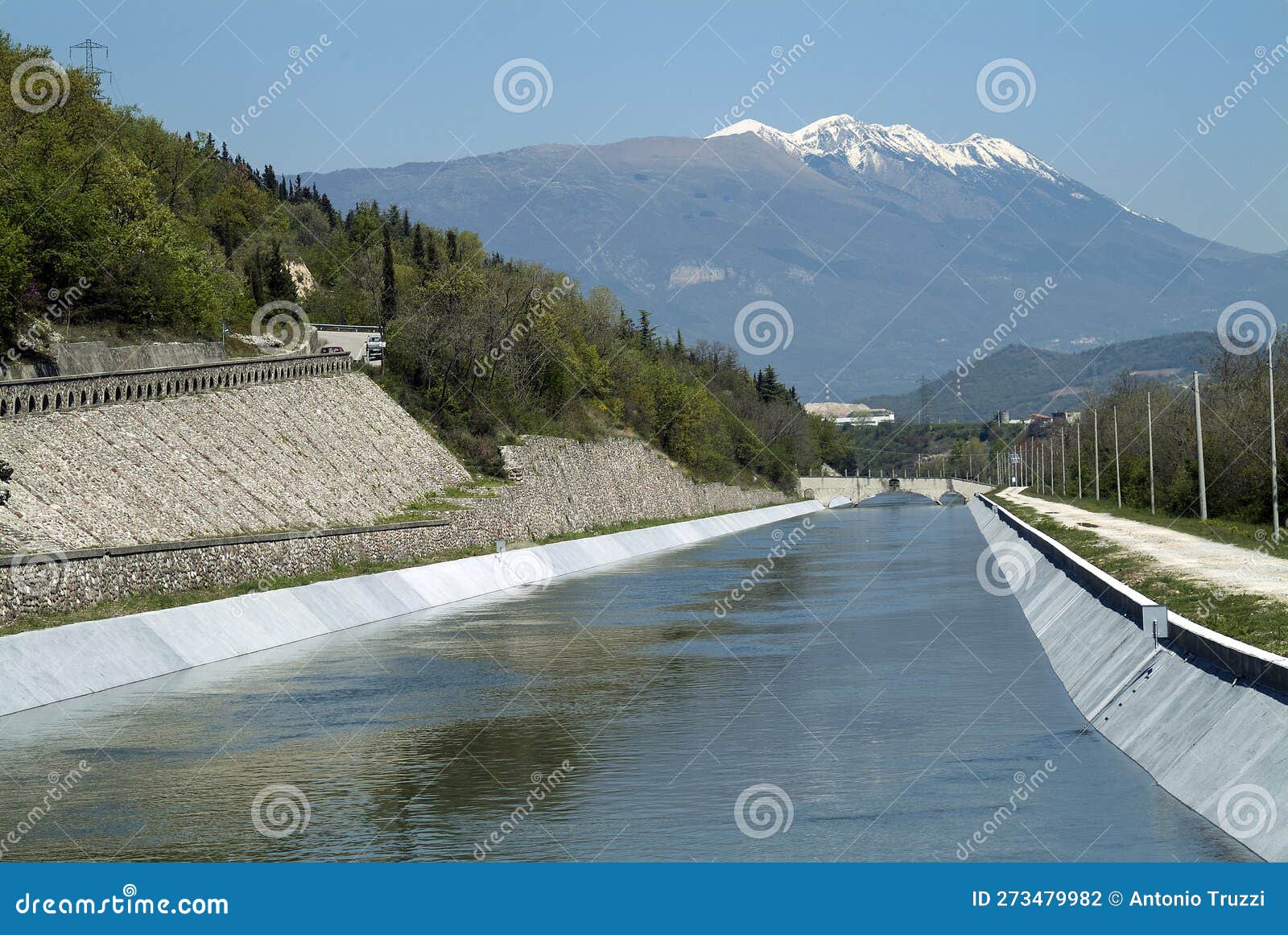 Artificial River Channel in Concrete Stock Photo - Image of blue ...