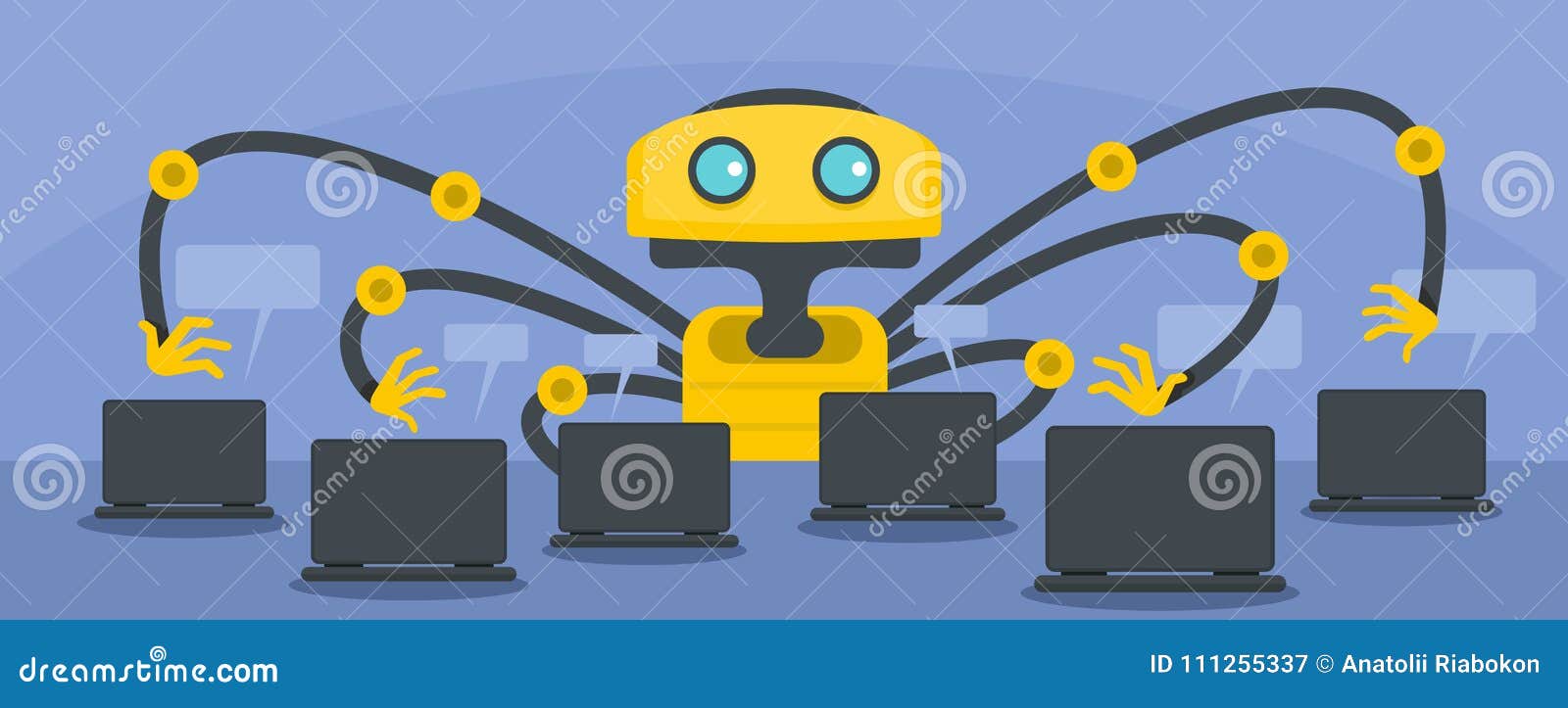 Artificial Robot Banner, Flat Style Stock Vector - Illustration of ...