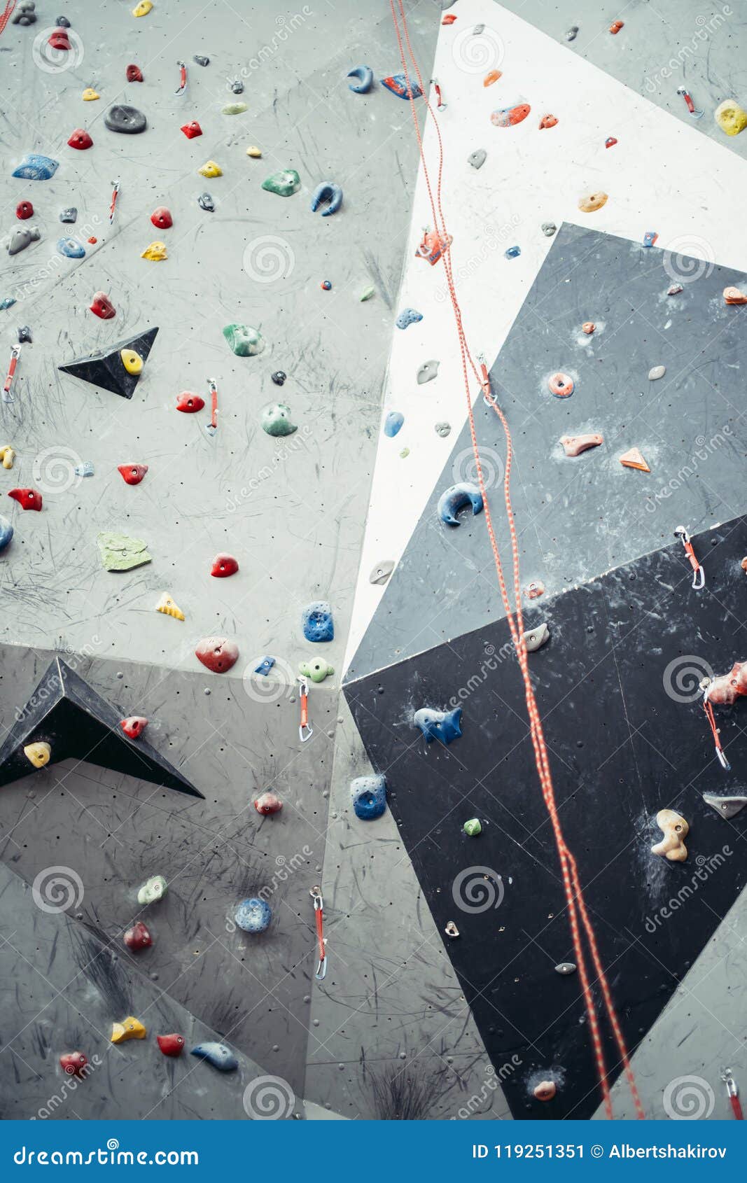 Artificial Rock Climbing Wall with Toe and Hand Hold Studs. Stock Image ...