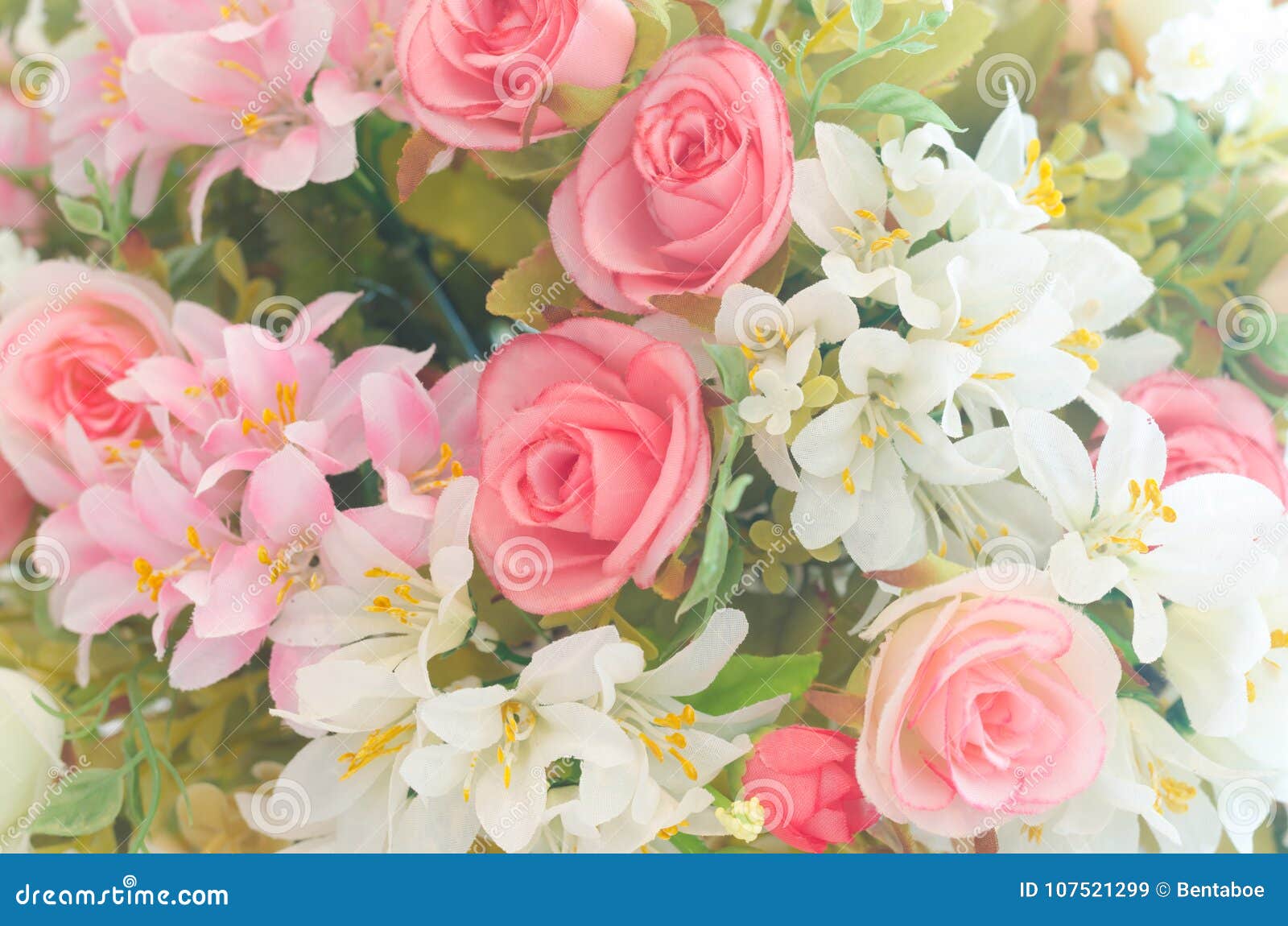 Artificial Roses Flower Bouquet And Soft Focus Background Royalty-Free ...