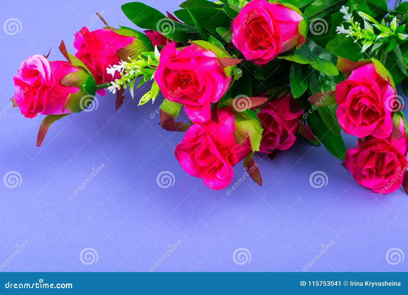 Artificial Roses on Lilac Background Stock Image - Image of decorative ...
