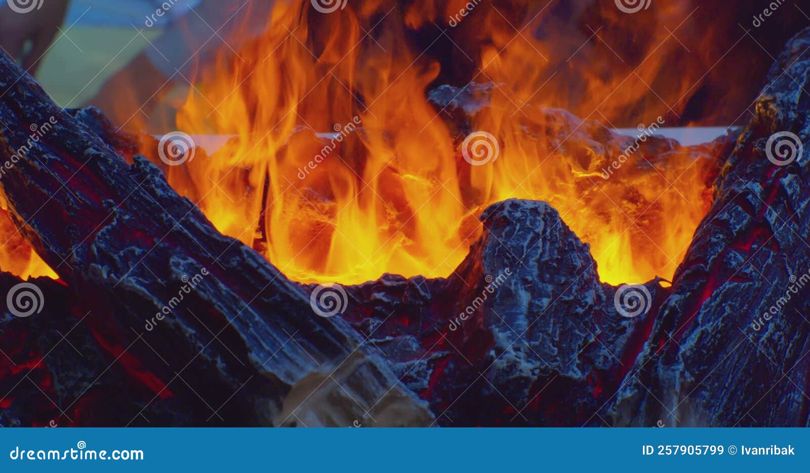 Artificial Safe Fireplace Close-up. Flame of the Fire of an Artificial ...