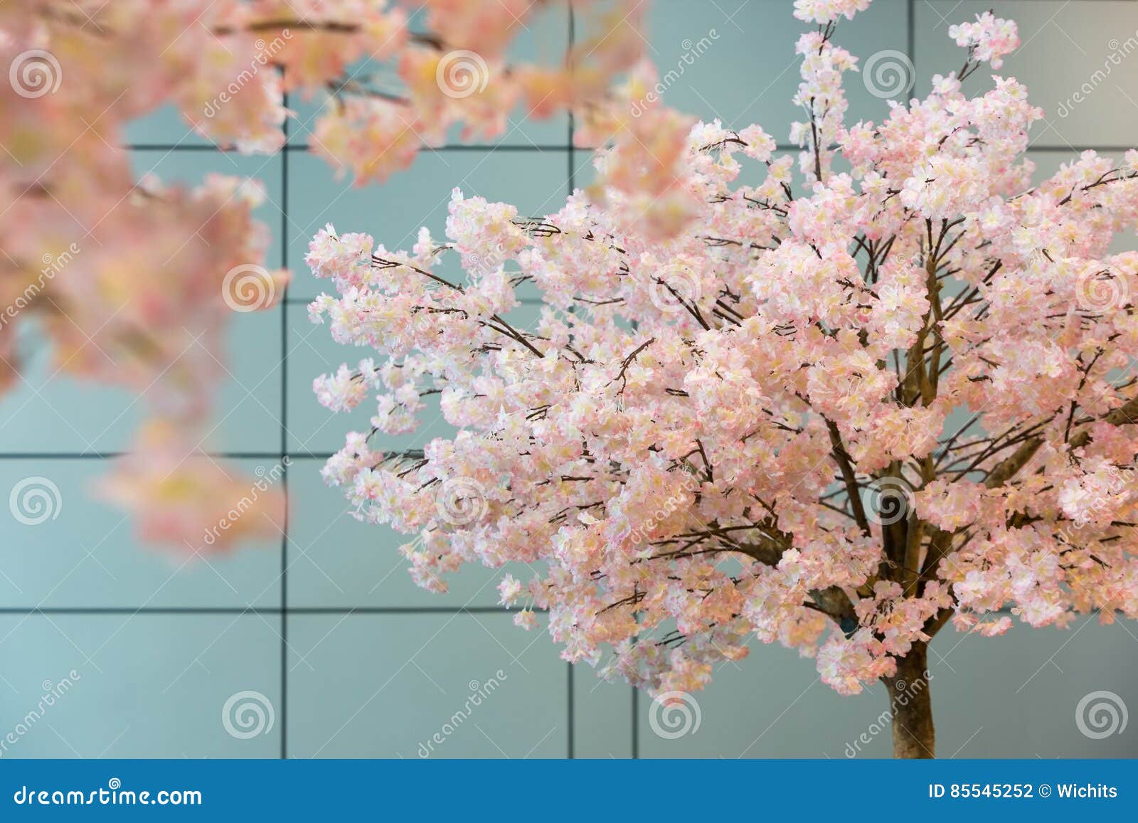 Artificial Sakura Blossom Trees Stock Photo - Image of indoor, bright ...