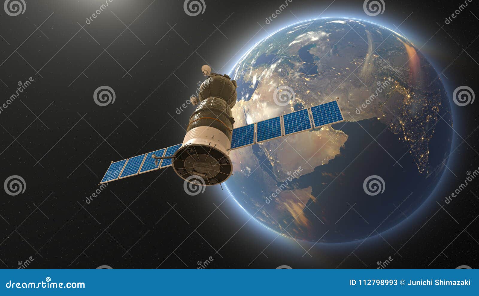 Artificial satellite stock illustration. Illustration of panel - 112798993