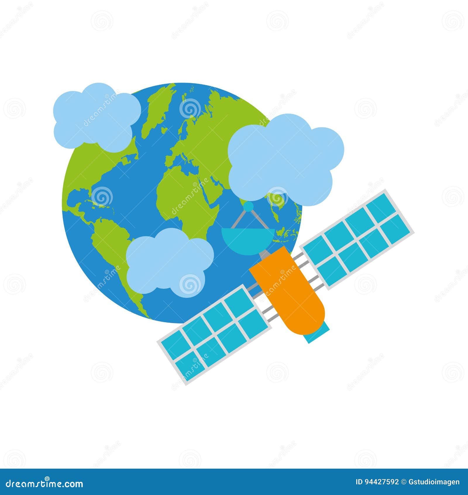 Artificial Satellite on Planet Earth Stock Vector - Illustration of ...