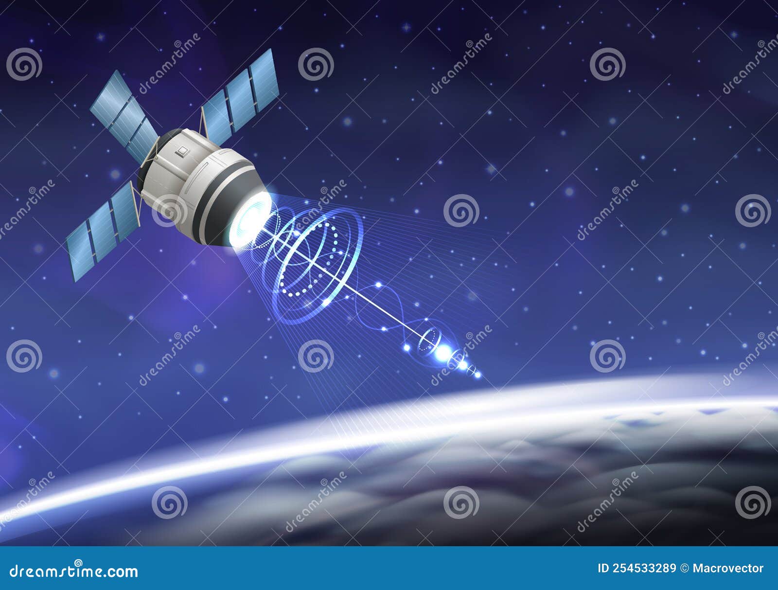 Artificial Satellite Space Composition Stock Vector - Illustration of ...