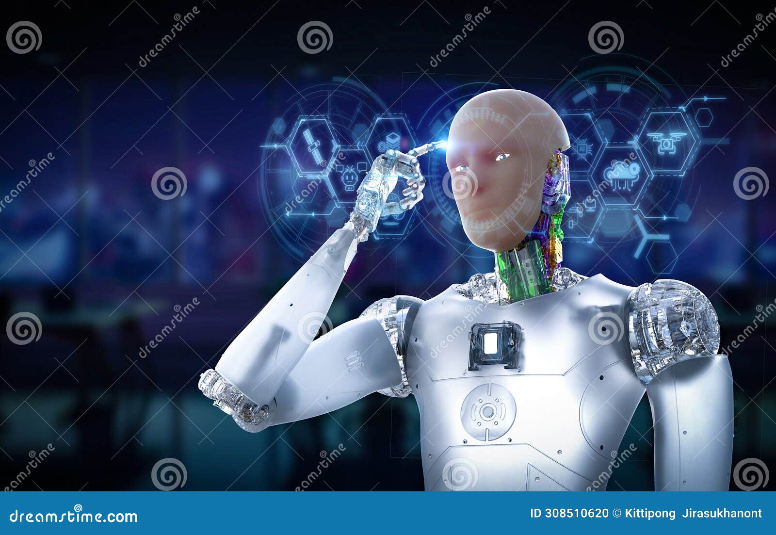 Artificial Skin or Human-like Skin Ai Robot with Digital Graphic ...