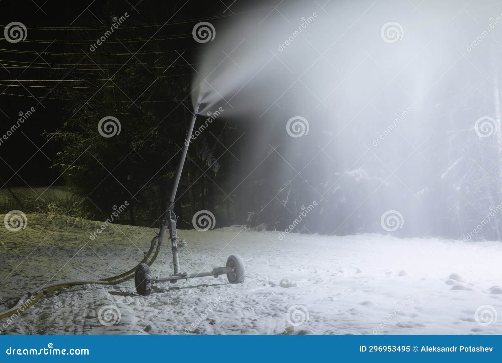 Artificial Snow.the Snow Cannon is in Operation Stock Image - Image of ...