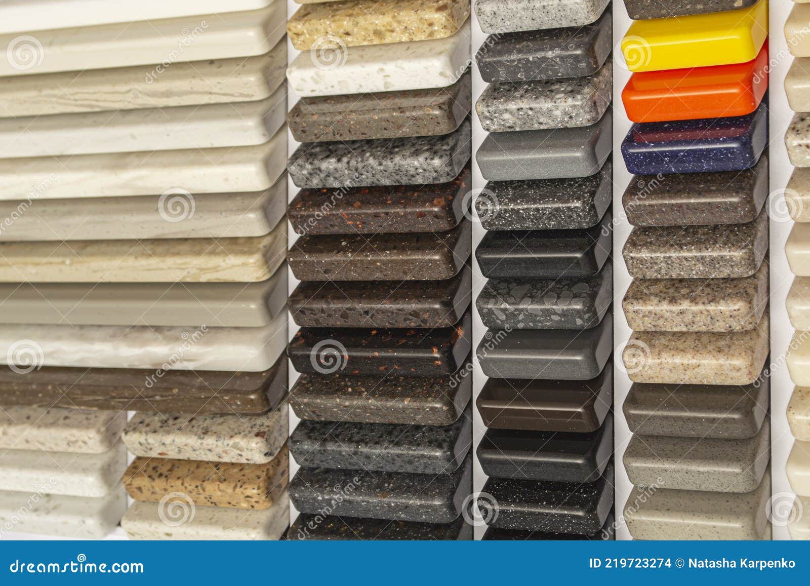 Layout Of Artificial Stone Samples On A White Background. A Variety Of ...
