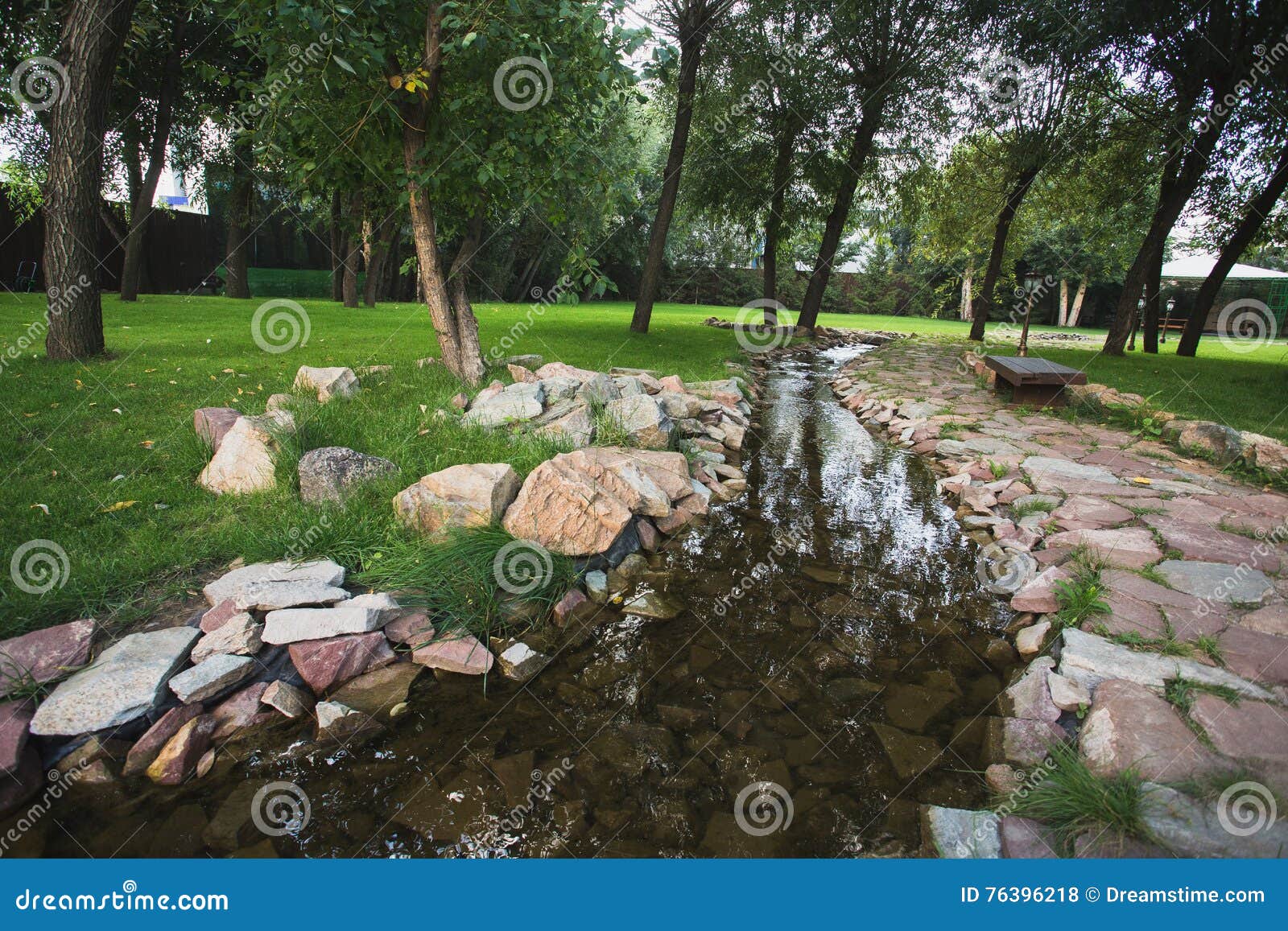 Artificial stream stock photo. Image of lawn, waterartificial - 76396218