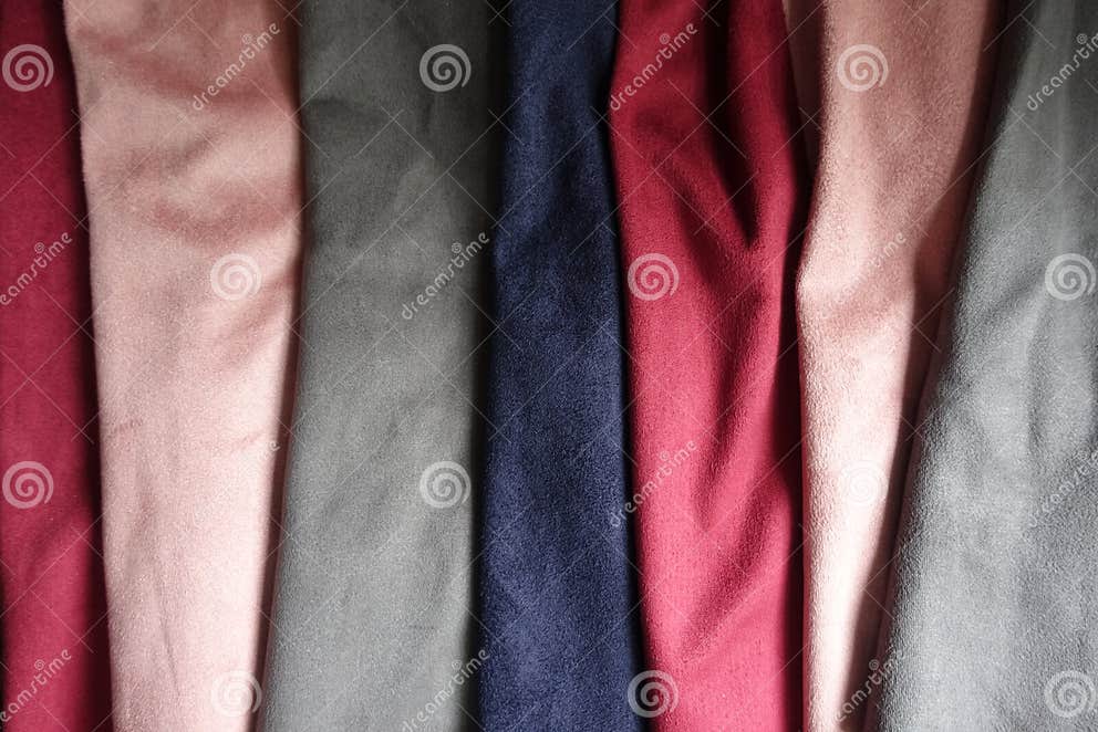 Artificial Suede Fabrics in Different Colors Folded Stock Image - Image ...