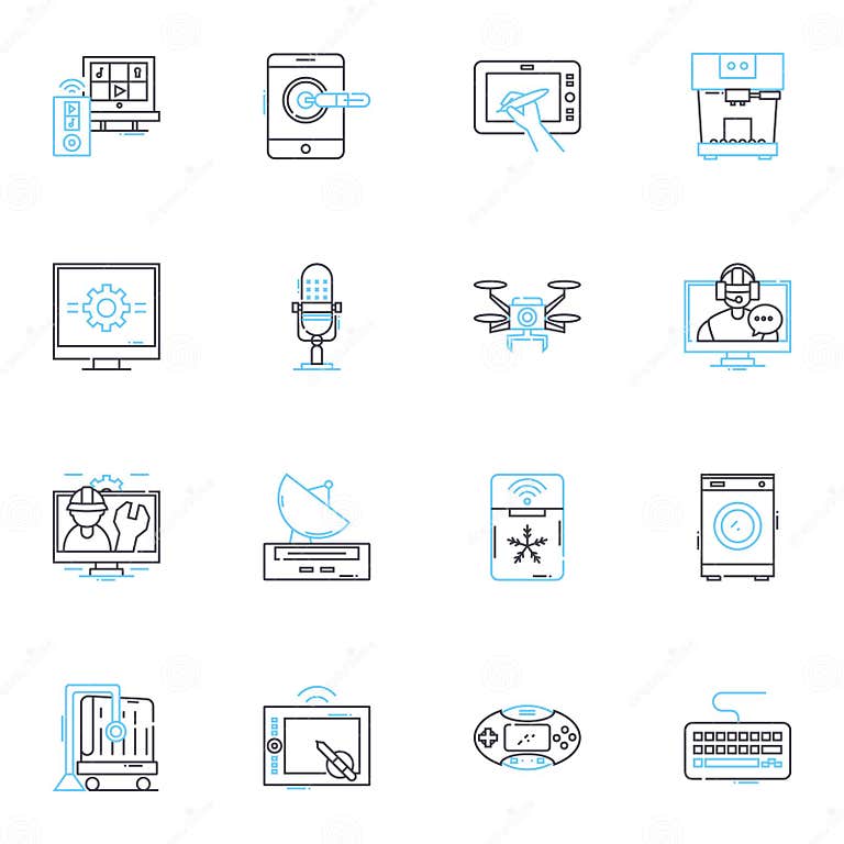Artificial System Linear Icons Set Automation Robotics Algorithms