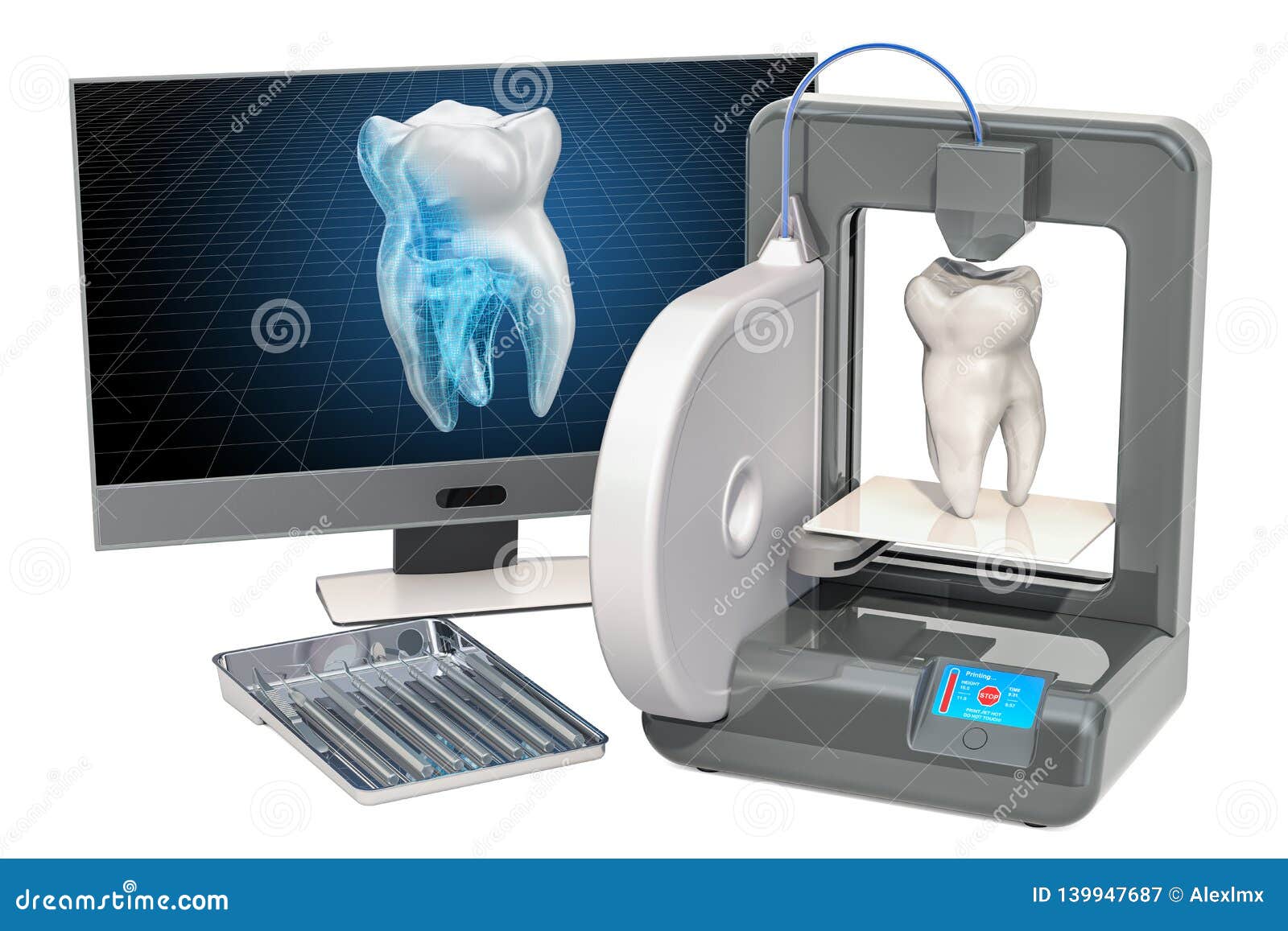 Artificial Tooth on Three Dimensional Printer, 3d Printing in ...