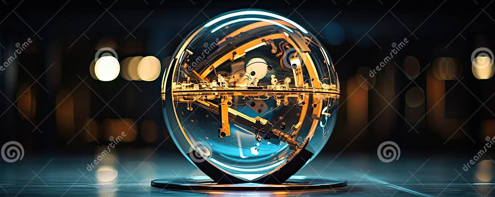 Artificial Translucent Sphere from Glass. Inteligence Technology Age ...
