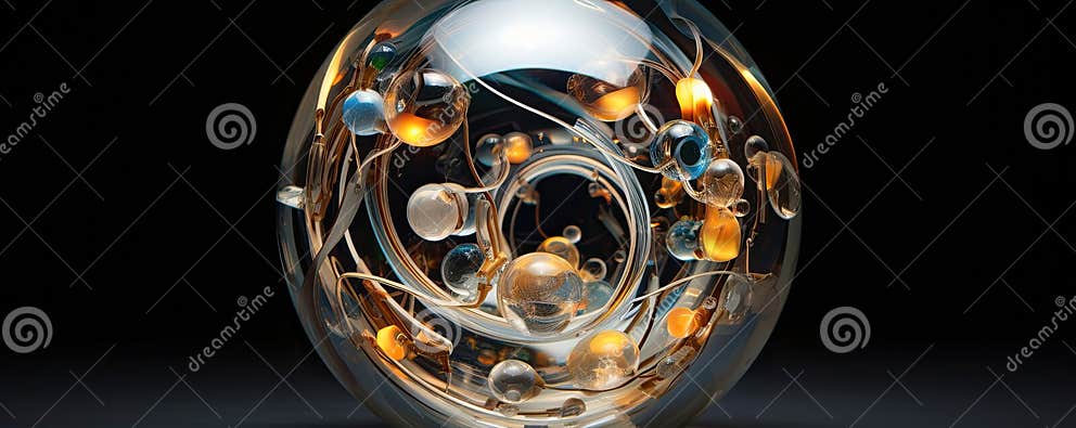 Artificial Translucent Sphere from Glass. Inteligence Technology Age ...