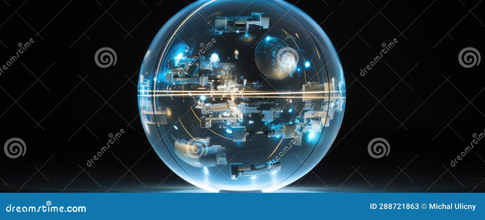 Artificial Translucent Sphere from Glass. Inteligence Technology Age ...